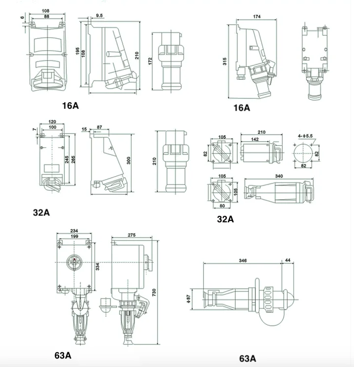 ATEX IP65 Waterproof 5pin 3P+N+E 16A Ex Proof Plug & Socket