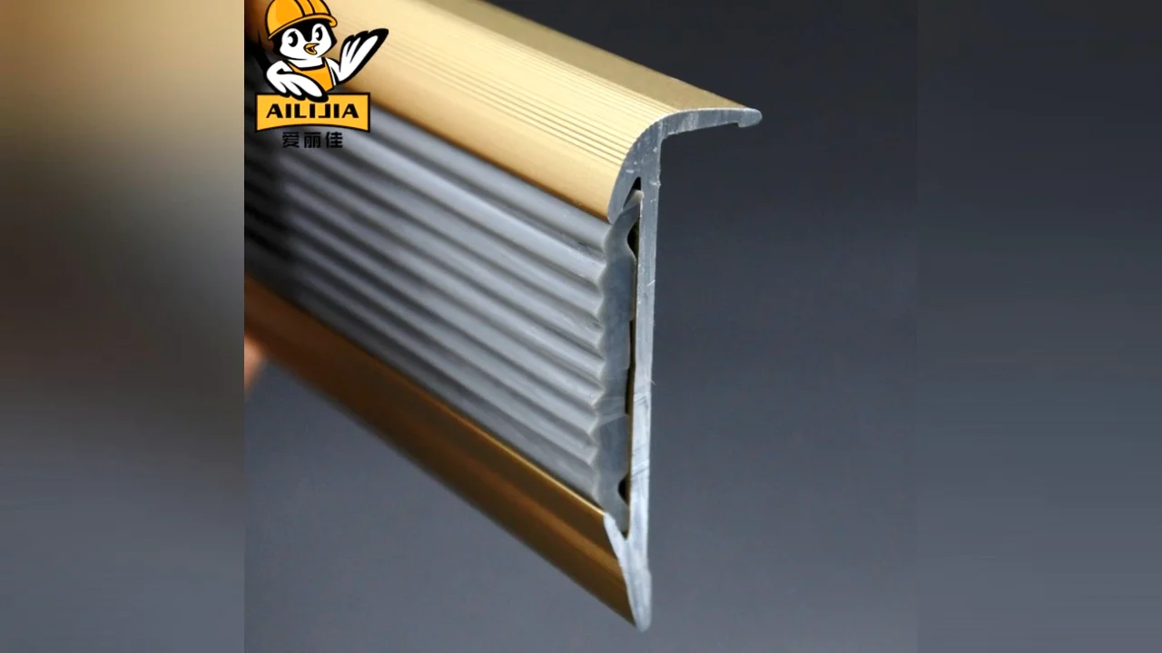 Aluminum Step Edge Anti-slip Strip Rubber Insert Bullnose Stair Nose ...