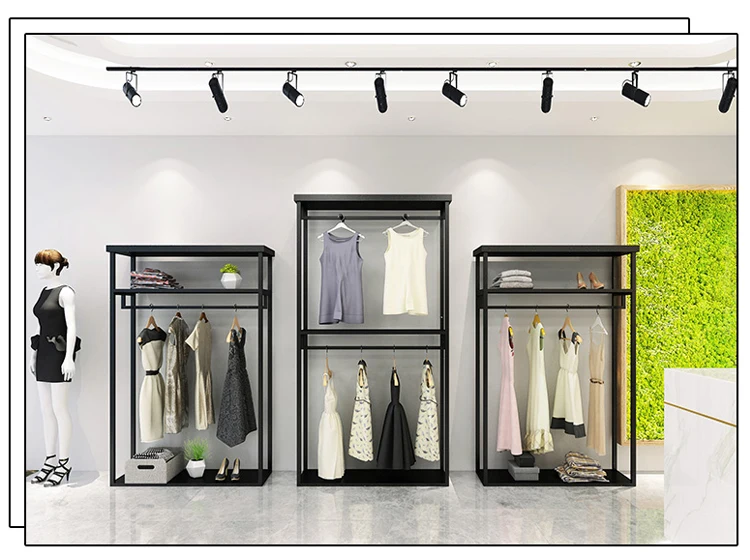 Custom Black Boutique Clothing Store Display Stand Decoration Metal ...