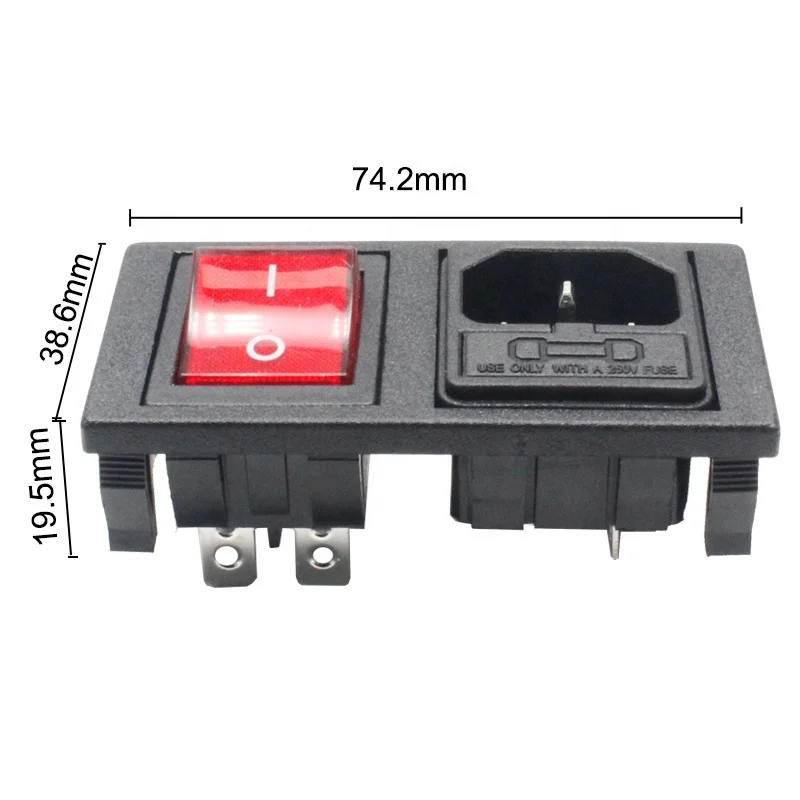 Iec320 Power Socket C14 Inlet 10a 250v 3pin Connector Plug With Rocker ...