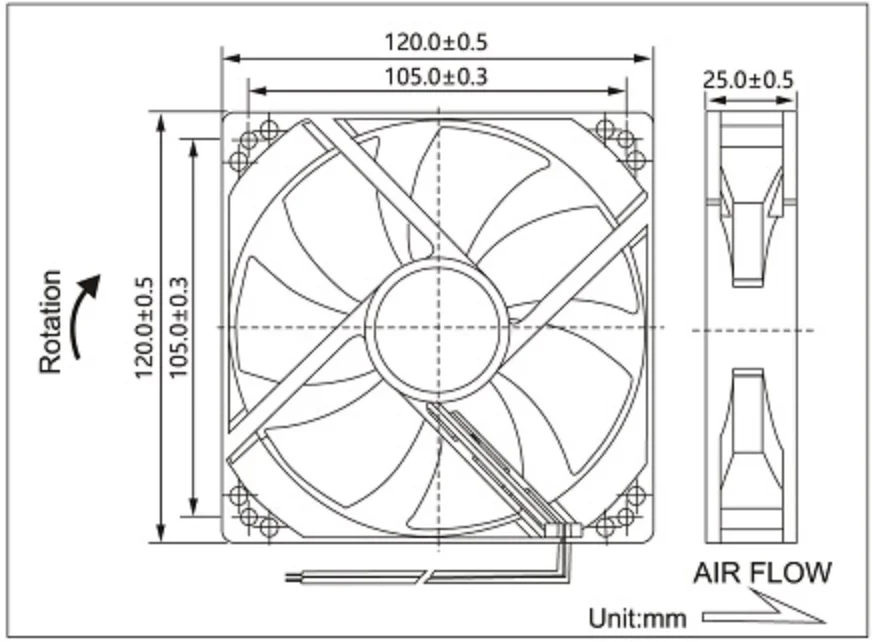 12025 120x120x25mm DC Brushless Cooling Fans - Efficient & Reliable