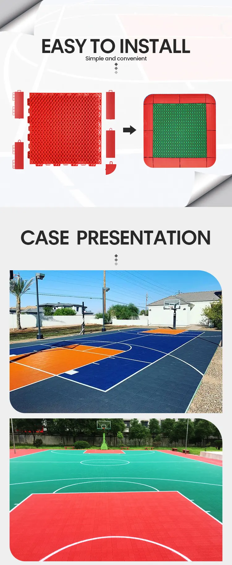 Removable Waterproof Outdoor Basketball Court Interlocking Plastic ...