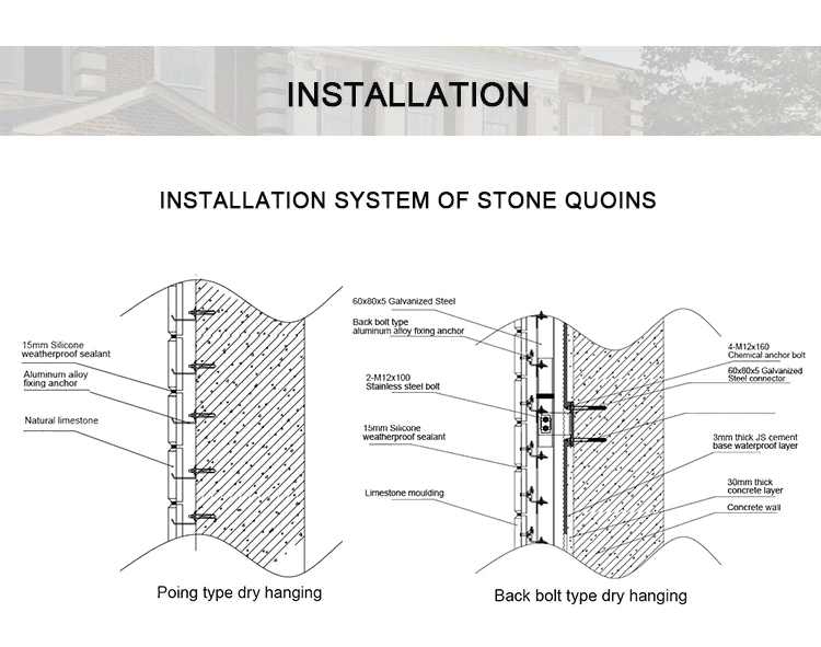 Natural Stone Curtain Wall - Elegant Limestone Quoins