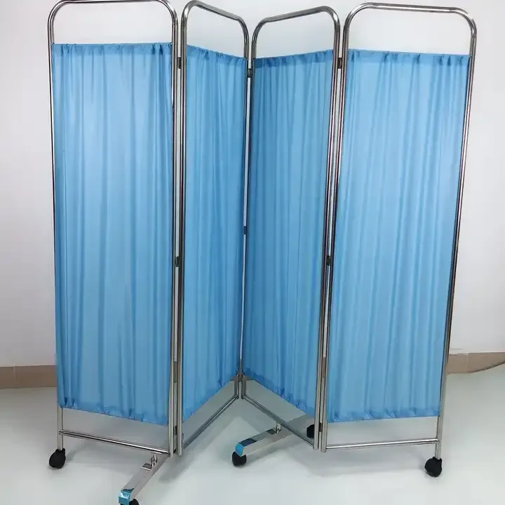 Folding Privacy Locker For 4-panel Stainless Steel Frame Hospital Ward ...