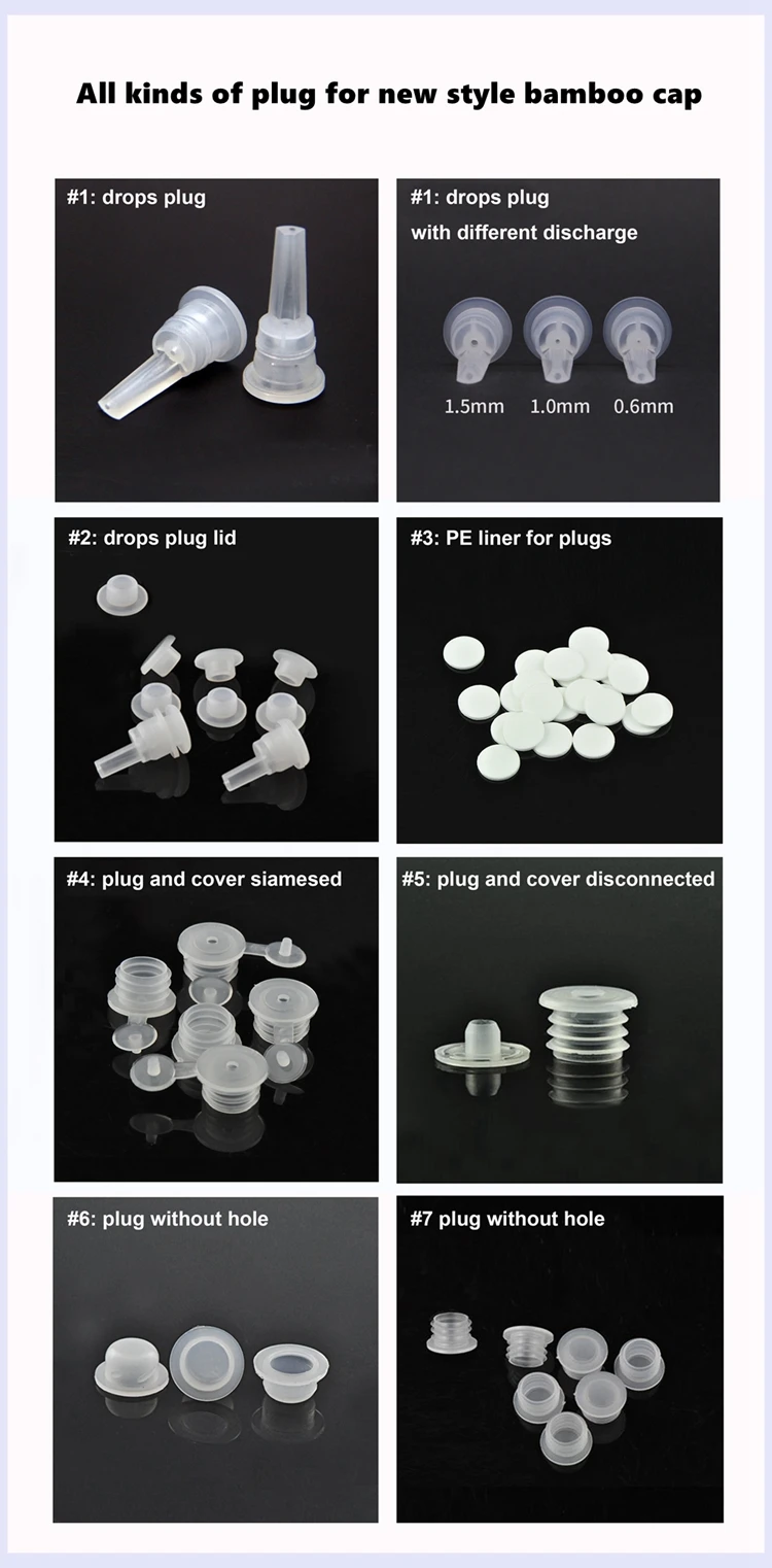 Bamboo Roll-On Bottle Caps with Stainless Steel Ball for 18mm Neck Size ...