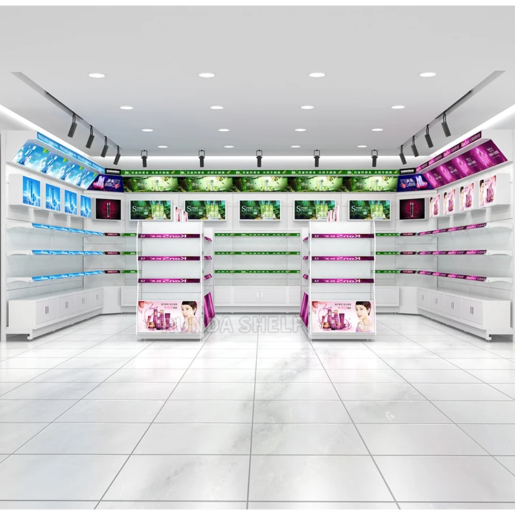 Retail Store Rack Cosmetics Display Gondola Cosmetic Display Shelves ...