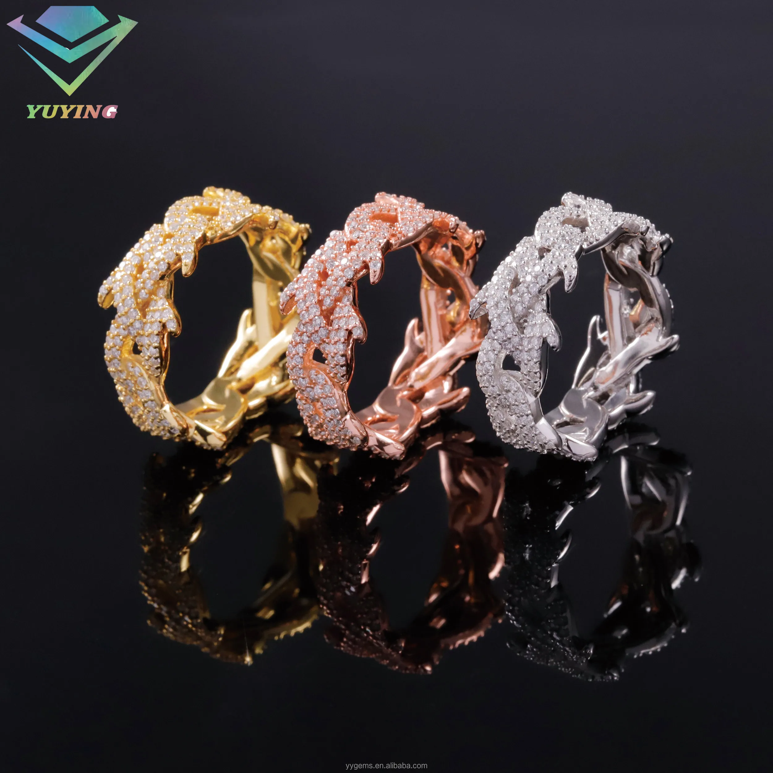 Luxury Hiphop Mans Fashion 925 Sterling Silver Men's Star Ring 18k Gold ...