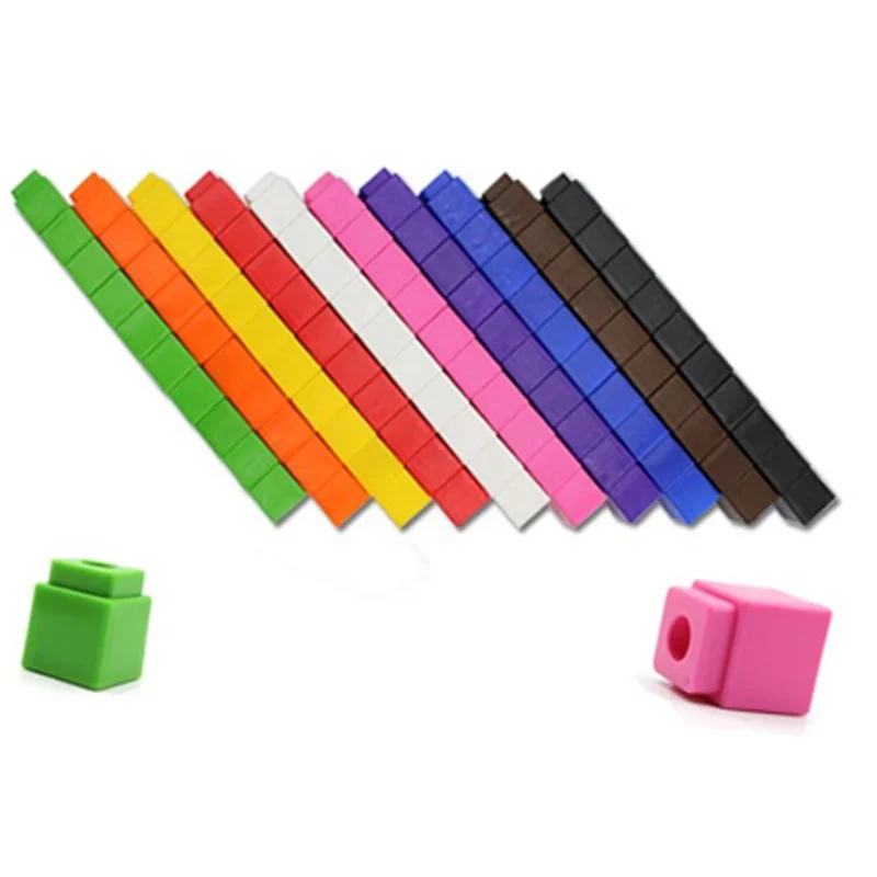 Kids Toys Building Blocks 10 Assorted Colors 2cm Plastic Linking Cubes ...