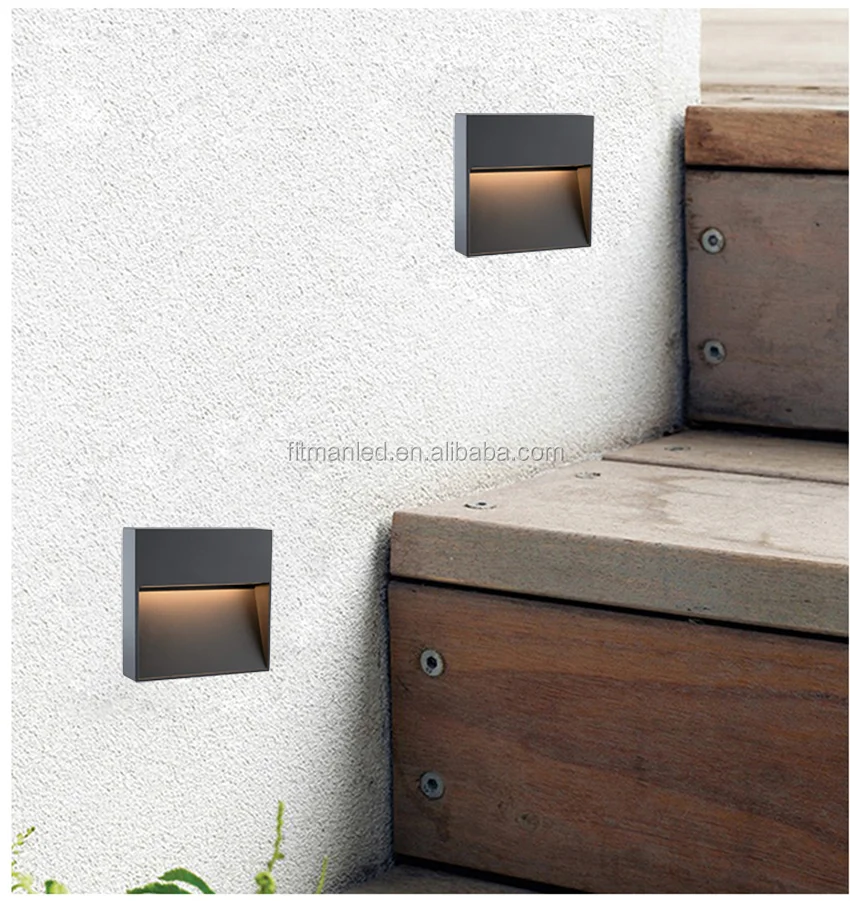 3w Outdoor Indoor Waterproof IP65 Mini square Recessed Step Lights Side ...