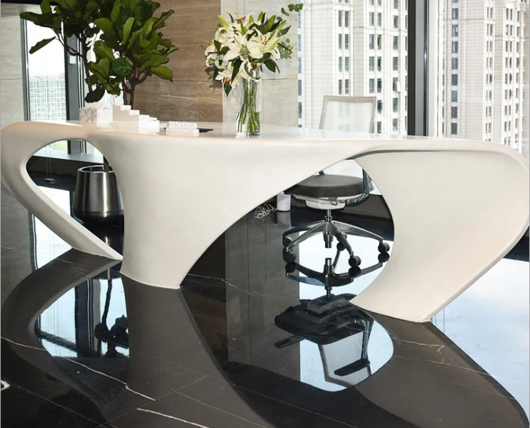 Custom Made Office Desk - Acrylic Solid Surface Design