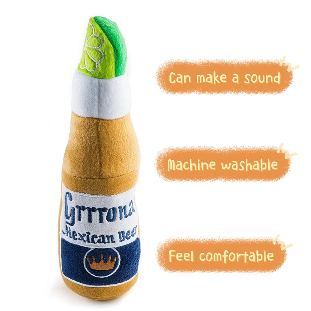 Squeaky Plush Dog Toy Interactive Plush Beer Can Pet Toy Pet Bite ...