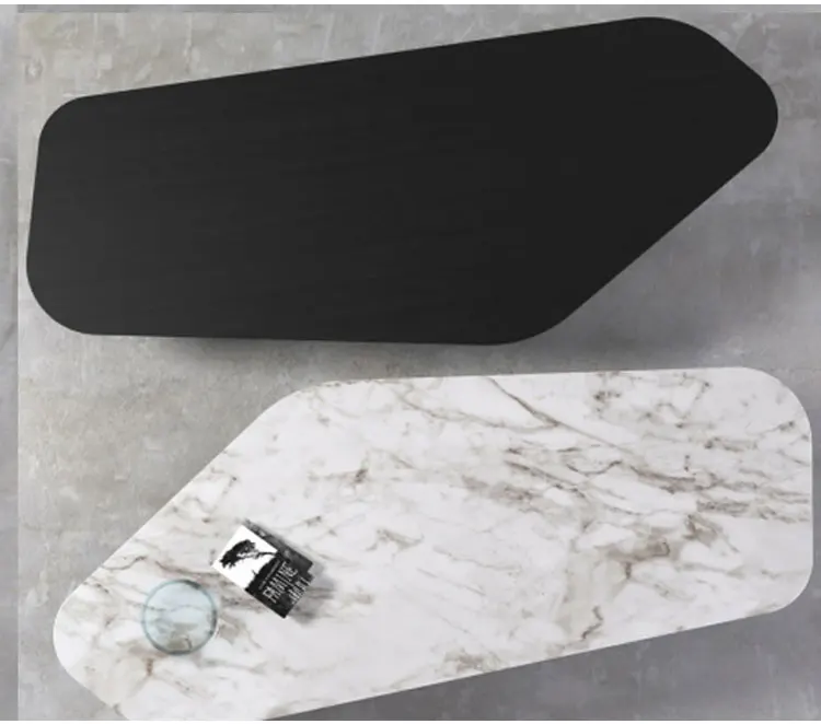 Modern Irregular Shape White Marble Top Coffee Table