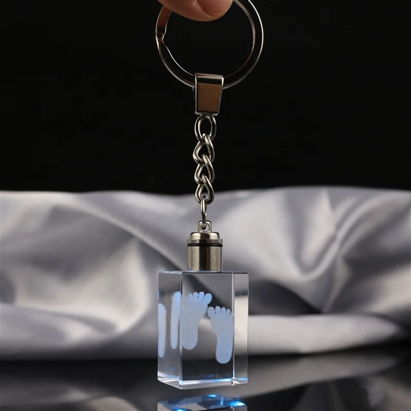 Beautiful Crystal Glass Keychain With Inner Laser Engraving Customized ...