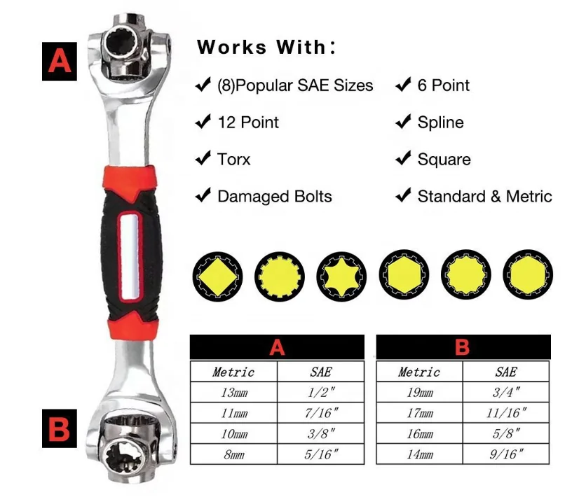 Qiye 360 Degree Wrench 360 Degree 48 In1 Multi-functional Socket Tiger ...