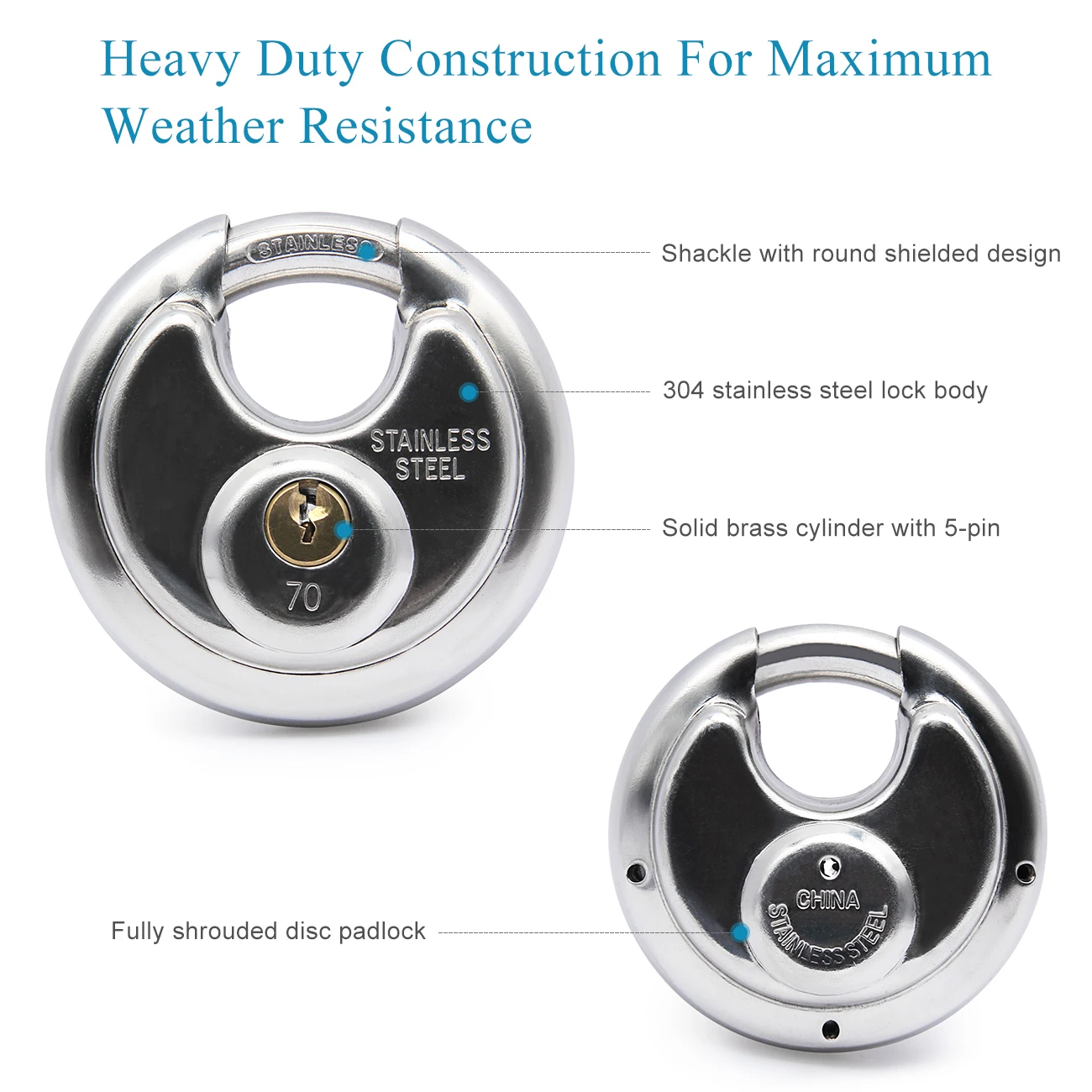 Stainless Steel Round Self Storage Unit Door Heavy Duty Disc Padlock ...