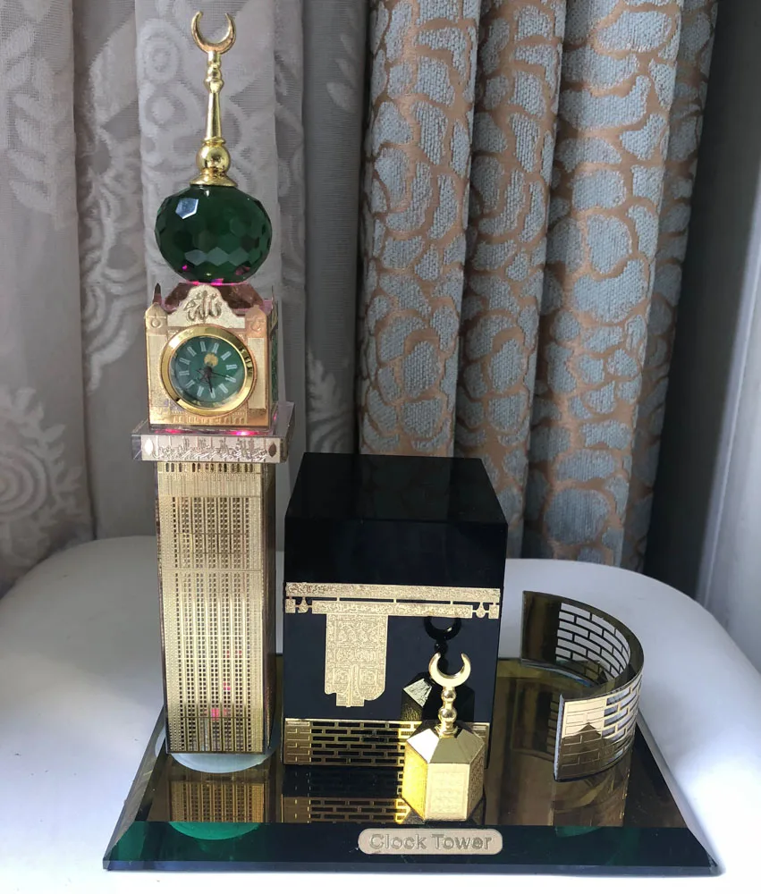 Crystal Glass Makkah Clock Tower - Kaaba Quran Islamic Gift for Eid ...