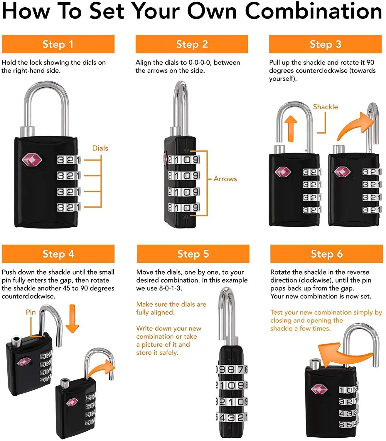 Protect Partners Secure 4 Digit Combination Tsa Padlock Luggage Padlock ...