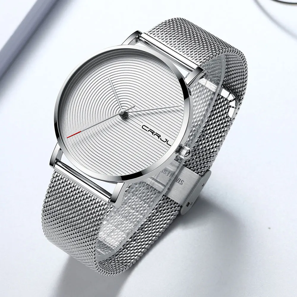 Crrju 2164 Elegance Black Gents Quartz Watch Comely Mesh Strap ...