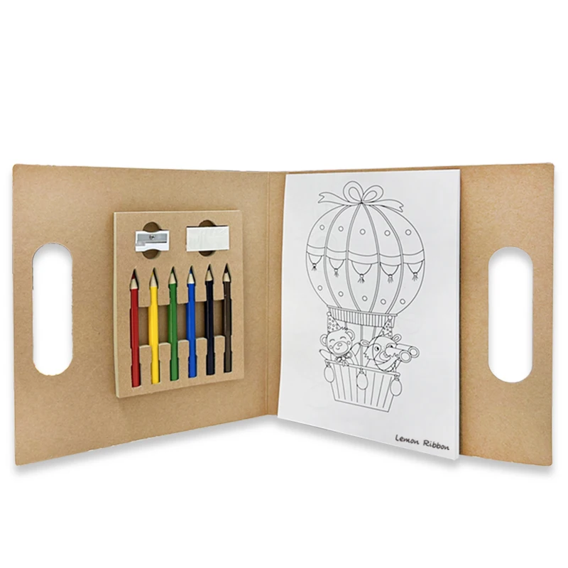 Kraft Paper Coloring Notebook with Pencils Kids Customized Gift ...
