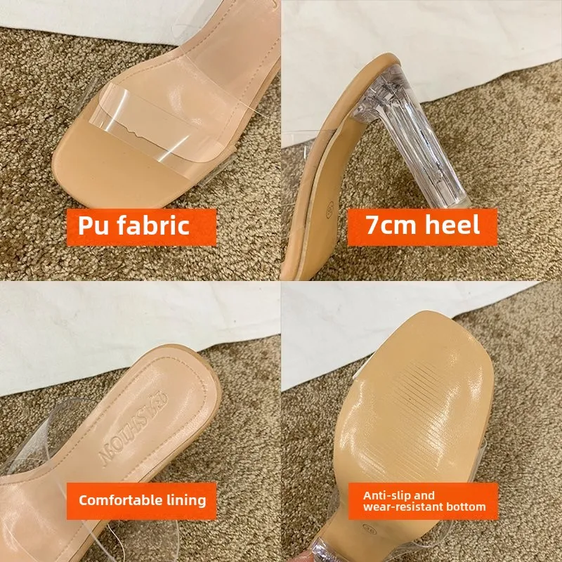 2025 New Transparent PVC Casual Sandals for Women Open Toe High Heel ...