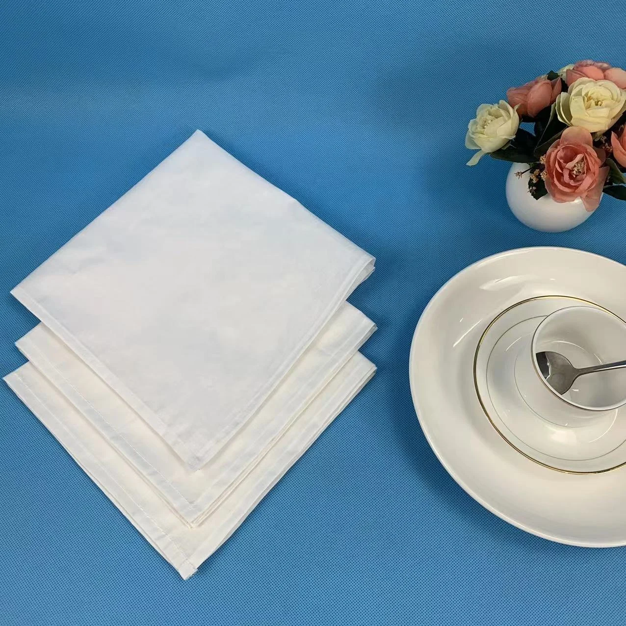 100% Cotton Cloth Fabric Table Napkins for Wedding Dinner Restaurant ...