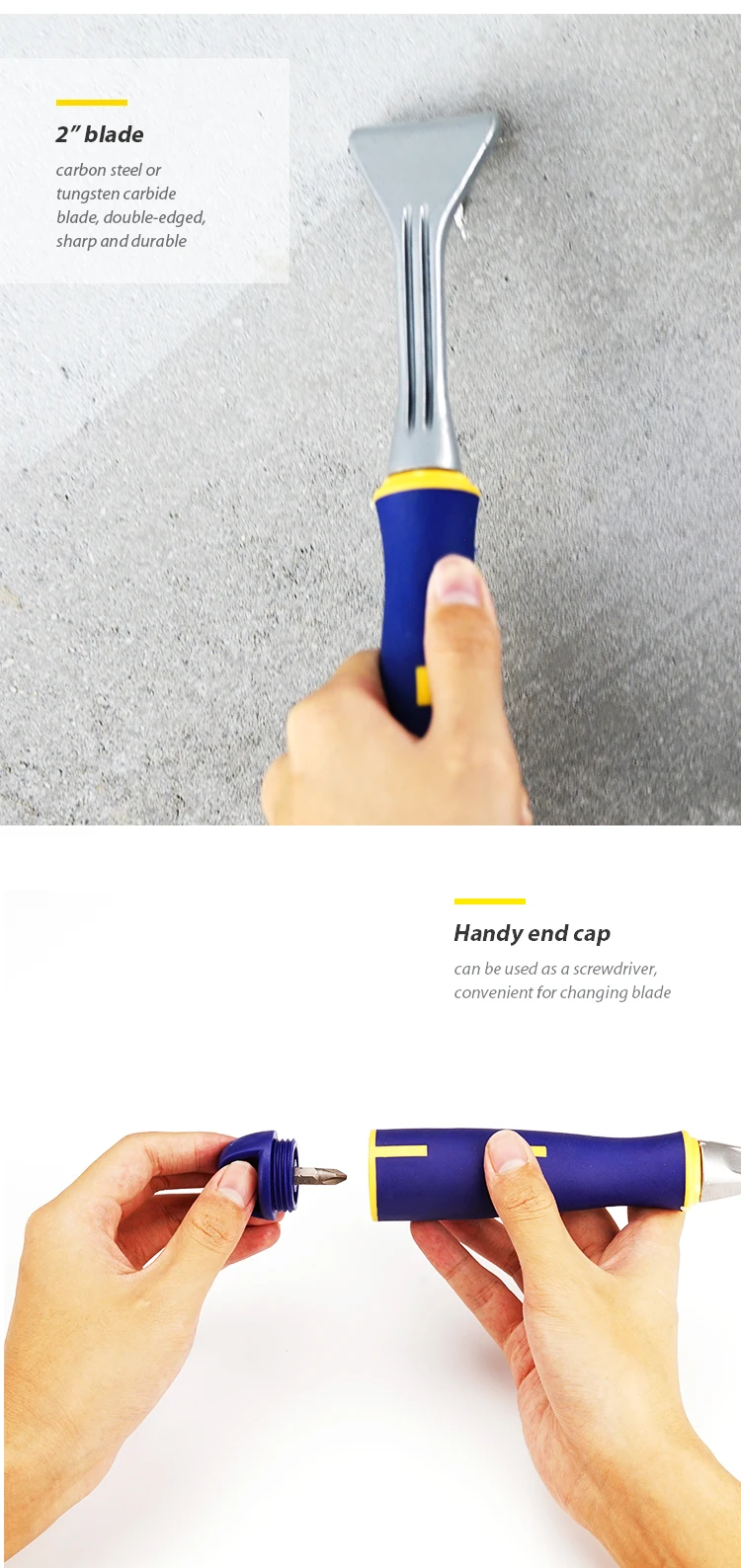 Extendable Razor Scrapers 4 Blades Storage Putty Adhesives Glue Removal ...