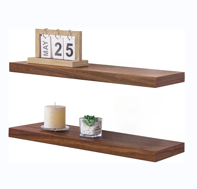 Custom 24 Inch Walnut Floating Shelves Wood Storage Shelves Wall ...