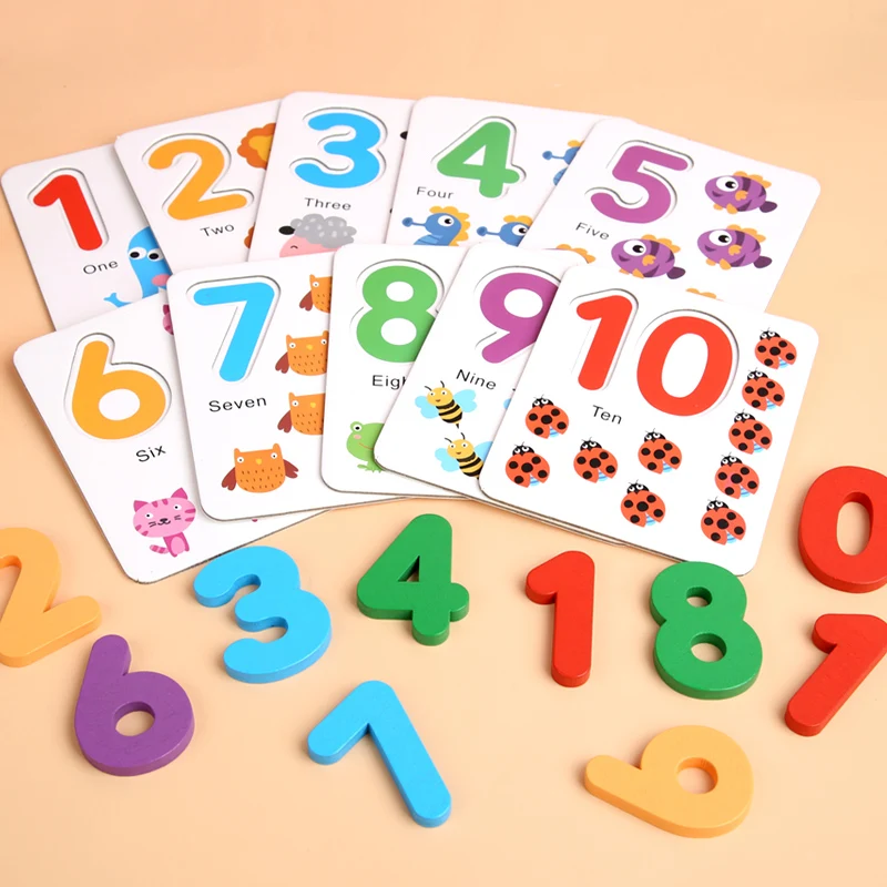 Wooden Educational Alphabet Letters Numbers Cards Toys Mathematics ...