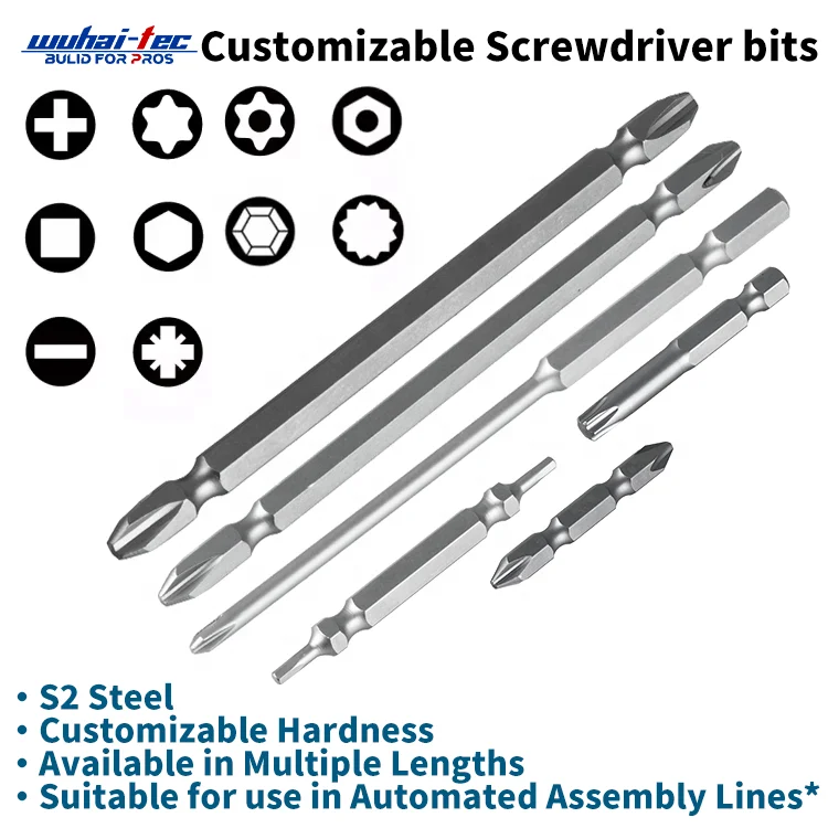 Customizable 150mm Long SQ2 PH2 Ph00 Magnetic Screwdriver Bits With S2 ...