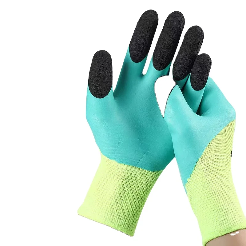 Green Finger Padded Safety Gloves Latex Foam Breathable Non-slip Wear ...