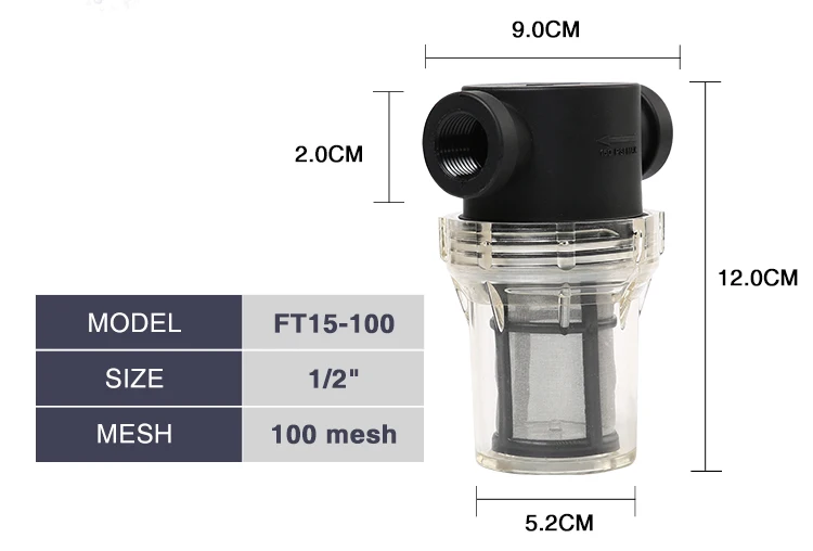 Efficient 1/2 Inch Inline Mesh Filter for Water Pre-filtration