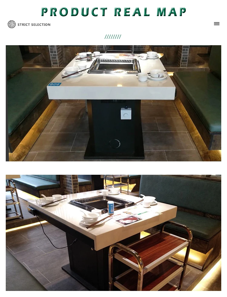 AOPA Komersial Restoran Man-Made Meja Marmer untuk Hot Pot Kompor ...