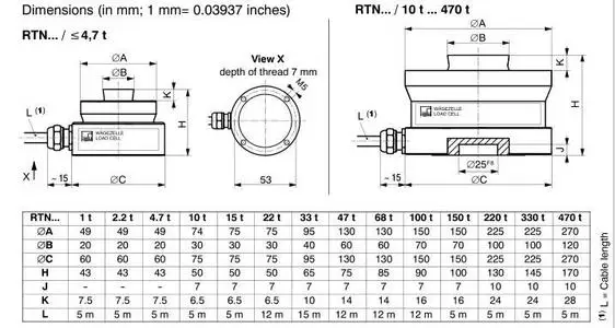 load cell RTN C3 class/ 0.05 1t/2.2t/4.7t/10t/15t/22t/33t/47t/68t/100t ...
