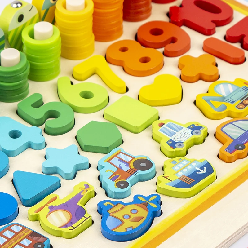 Wooden Magnetic Alphabet Letters And Numbers Math Shape Sorting Toys ...