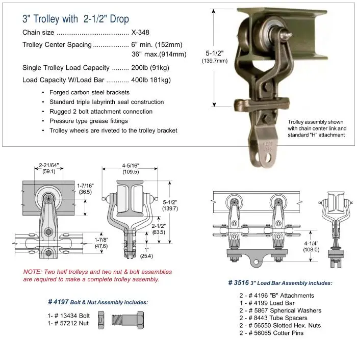 3 Inch I-Beam X348 Trolley Conveyor Chain - Durable & Efficient
