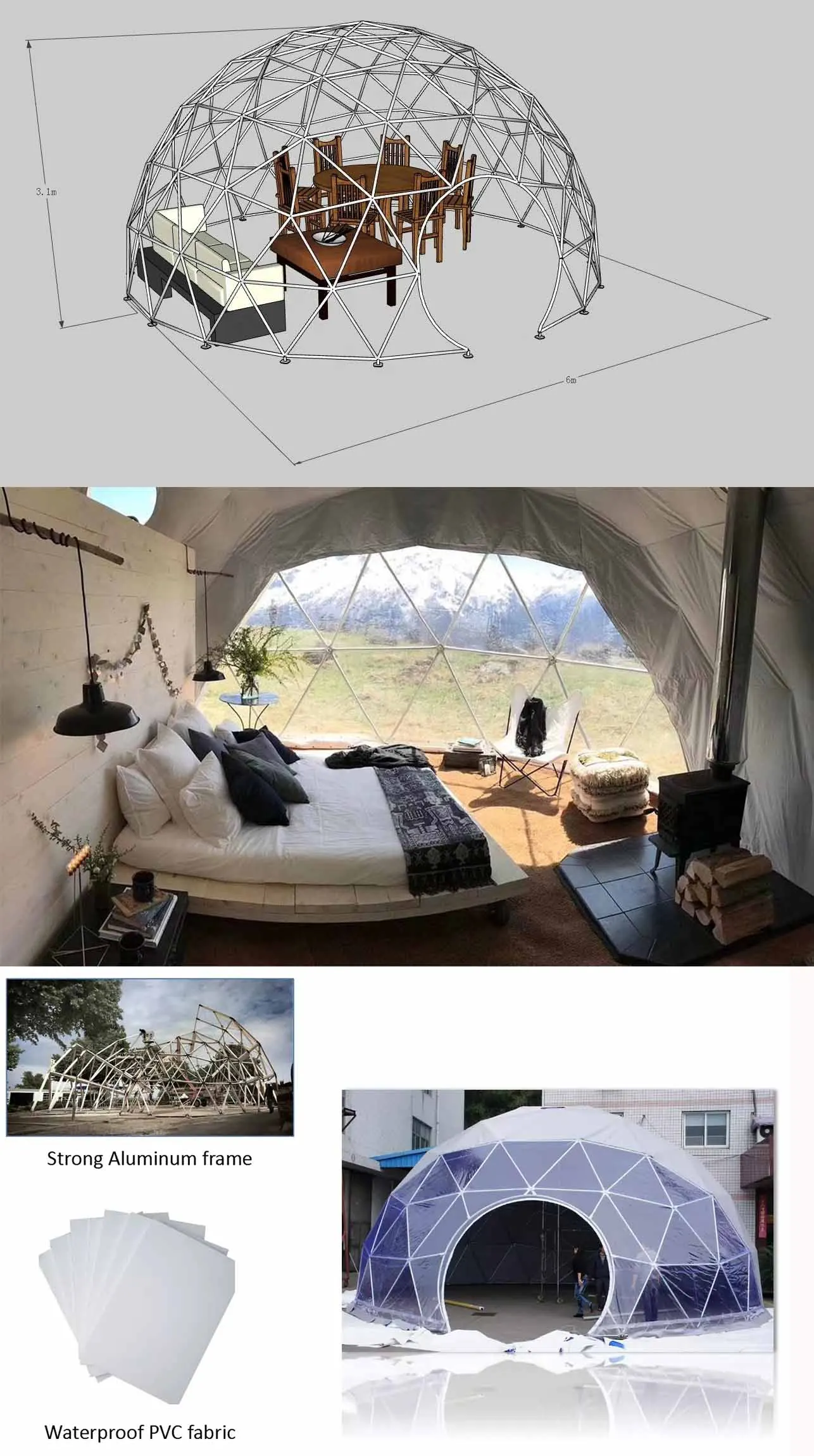 Mini 6m Geodesic Dome Canopy Transparent Geodesic Dome Tent - Buy Mini ...