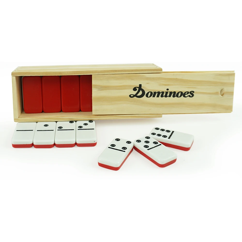Double Six Domino Game Set - 28 Two-Tones Red Dominoes