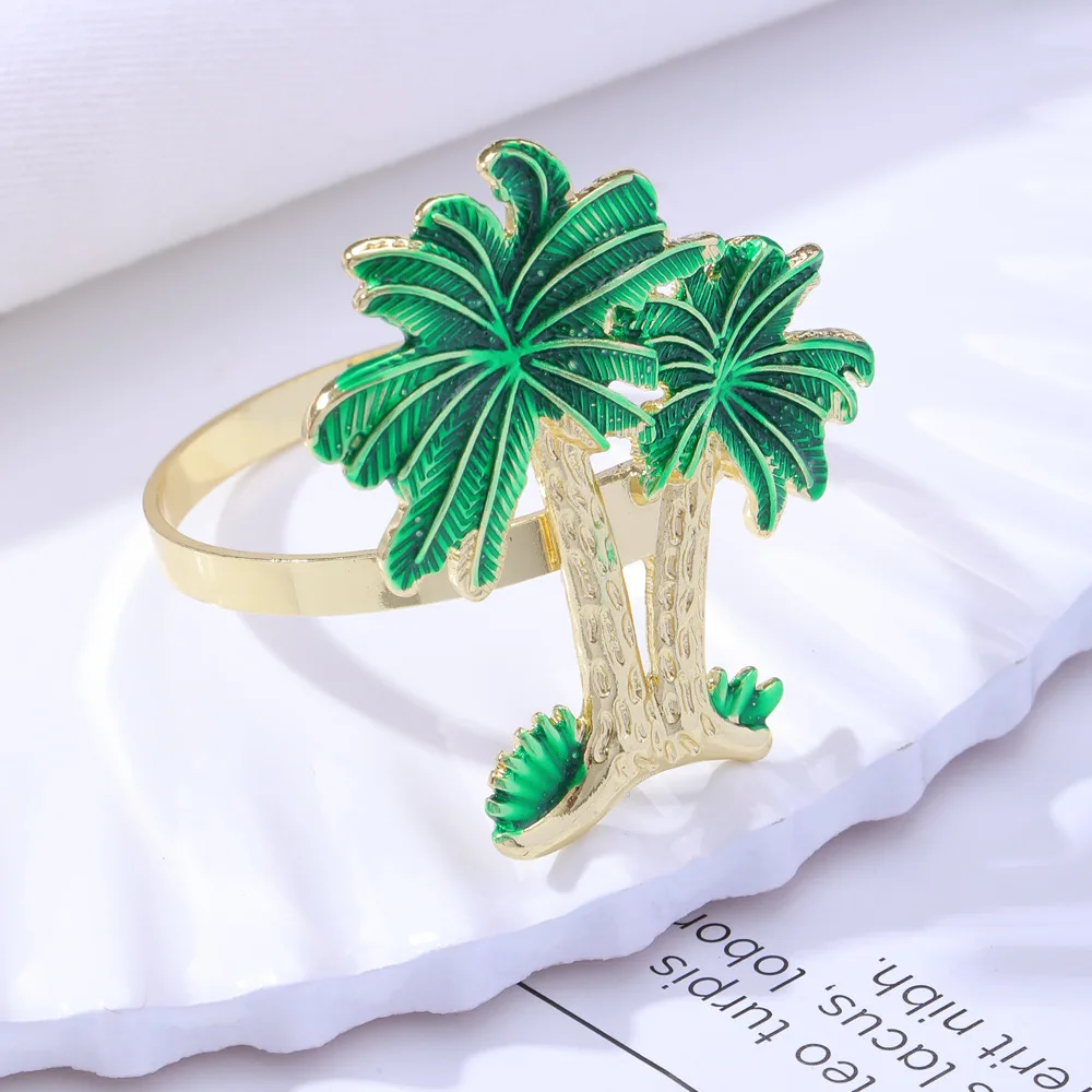 For New Hotel Table Diecast Oil Coconut Tree Beach Wind Napkin Ring ...