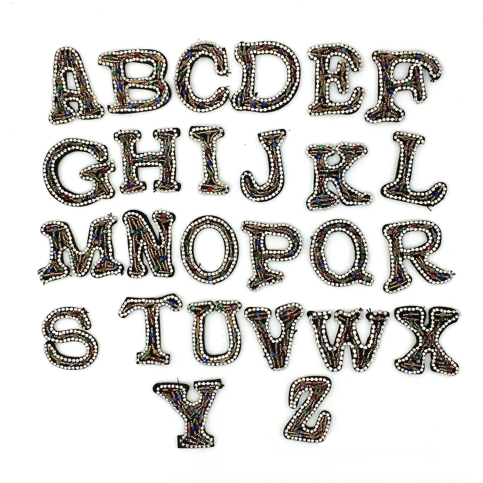 Handmade Bead Crystal Patches - A-Z Alphabet Embellishments