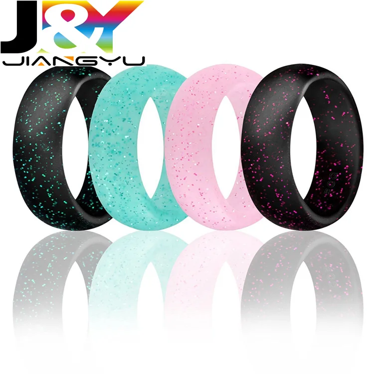4 Pack Silicone Wedding Ring For Women Affordable 5.7mm Silicone Rubber ...