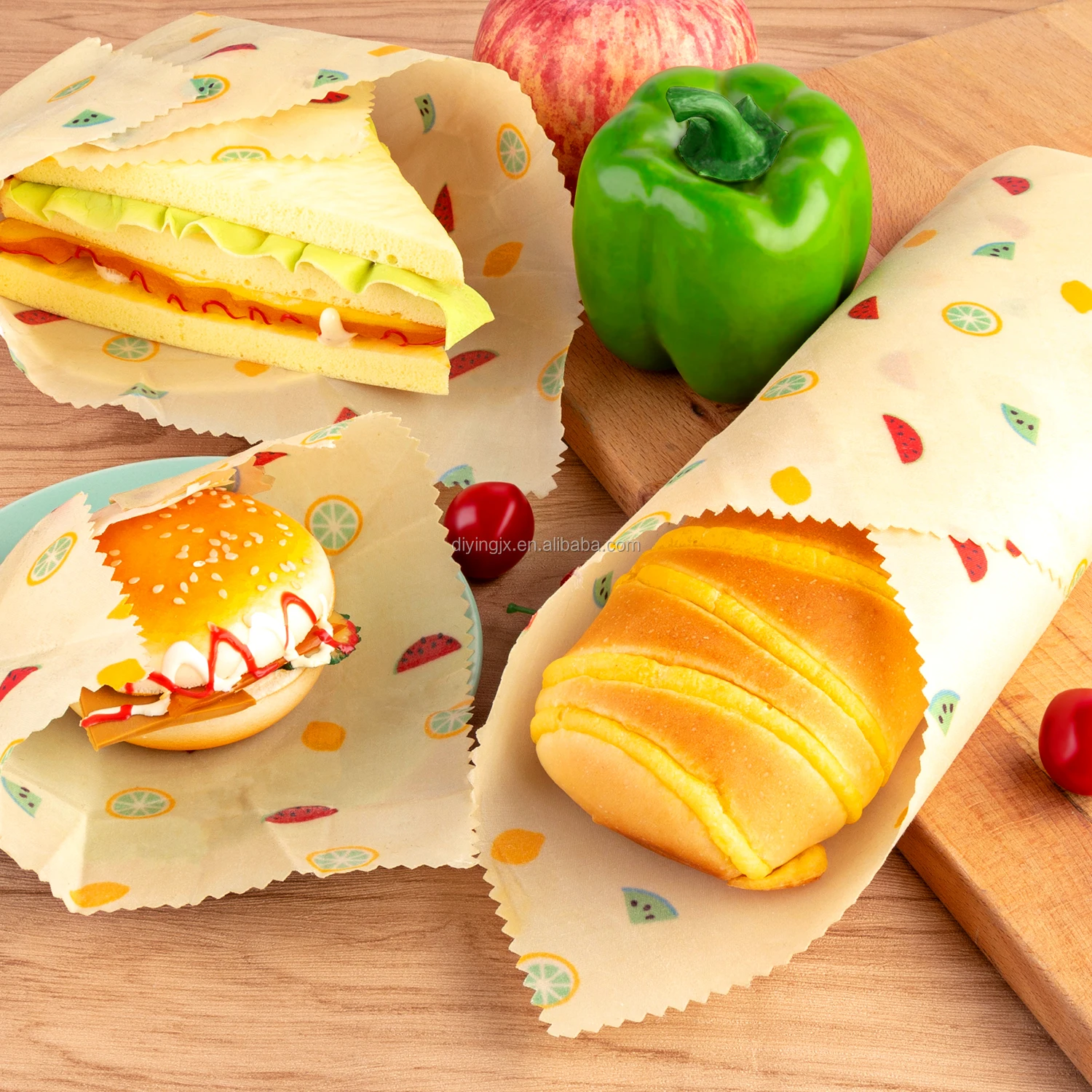 Reusable Bee Wax Food Wrap Washable Cotton Fabric Natural Beeswax Wrap ...