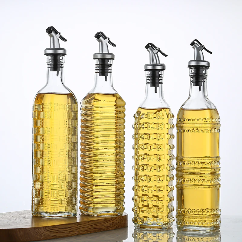 Square Glass Olive Oil Bottle - Ideal for Condiment Packing