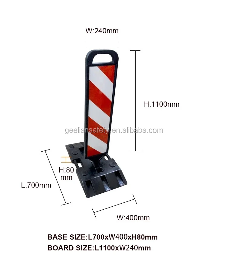 Heavy-Duty Reflective Chevron Sign Panel with Base Lane Delineator ...