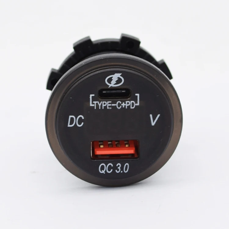 Multifunctional Round Sockets With Voltmeter 12v Usb and Type c Charger ...
