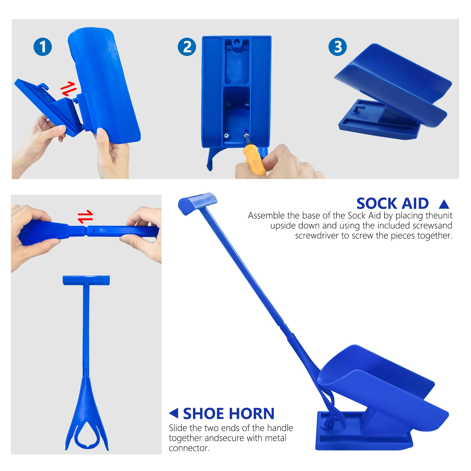 2 in 1 Easy Storage Mobility Aid Sock Aid & Shoe Horn for Seniors and Those with Limited ...