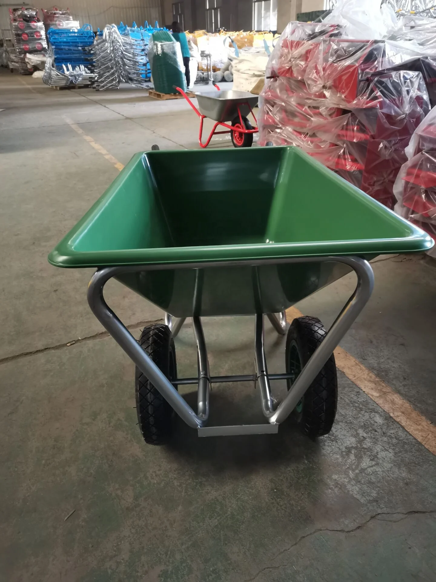 160 L 2 Wheel Plastic Green Garden Wheelbarrow - Buy 2 Wheel ...