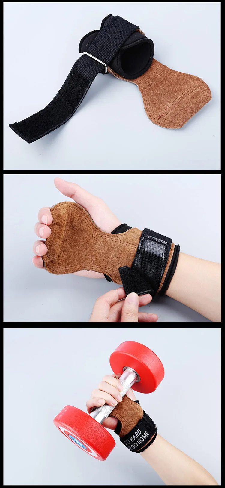 Cowhide Gym Wrist Palm Prodector Hand Brace Guards Wraps Wrist Support ...