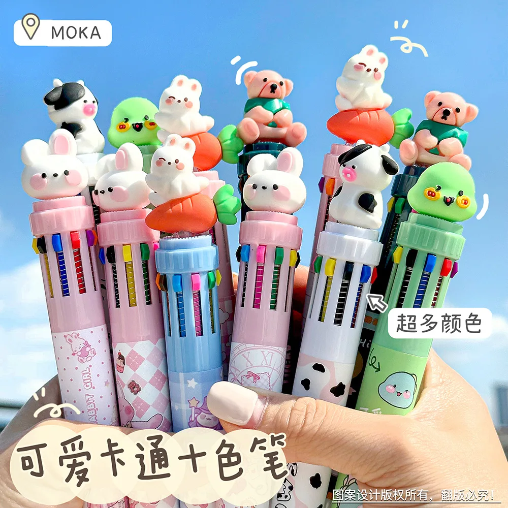 MOKA Animal Cartoon Head 10 Color Pen - Cute & Versatile