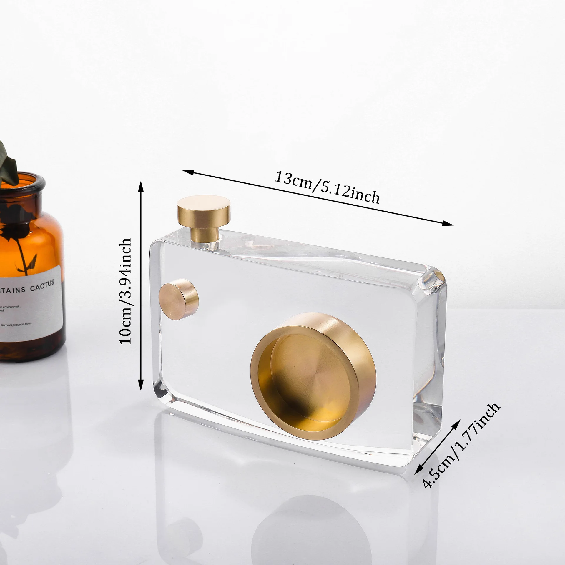 Elegant Modern Luxury Golden Crystal Camera Model Decor