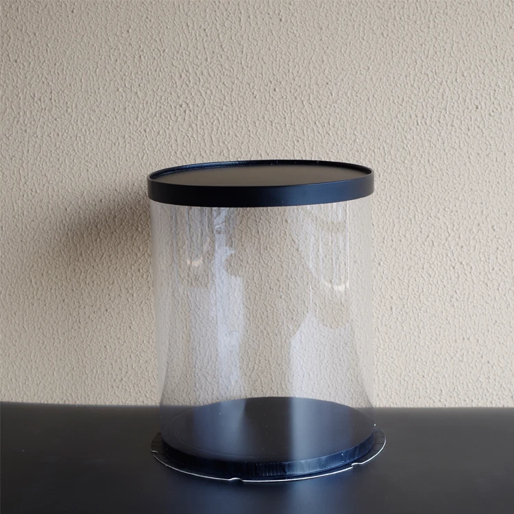 2020 Black Paper Lid Round Transparent Cake Box - Wanze